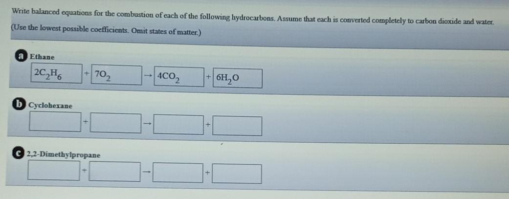 Solved Write balanced equations for the combustion of each | Chegg.com