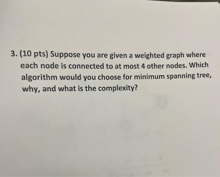Solved 3. (10 pts) Suppose you are given a weighted graph | Chegg.com