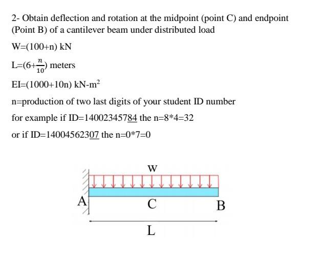 Solved 2- Obtain deflection and rotation at the midpoint | Chegg.com