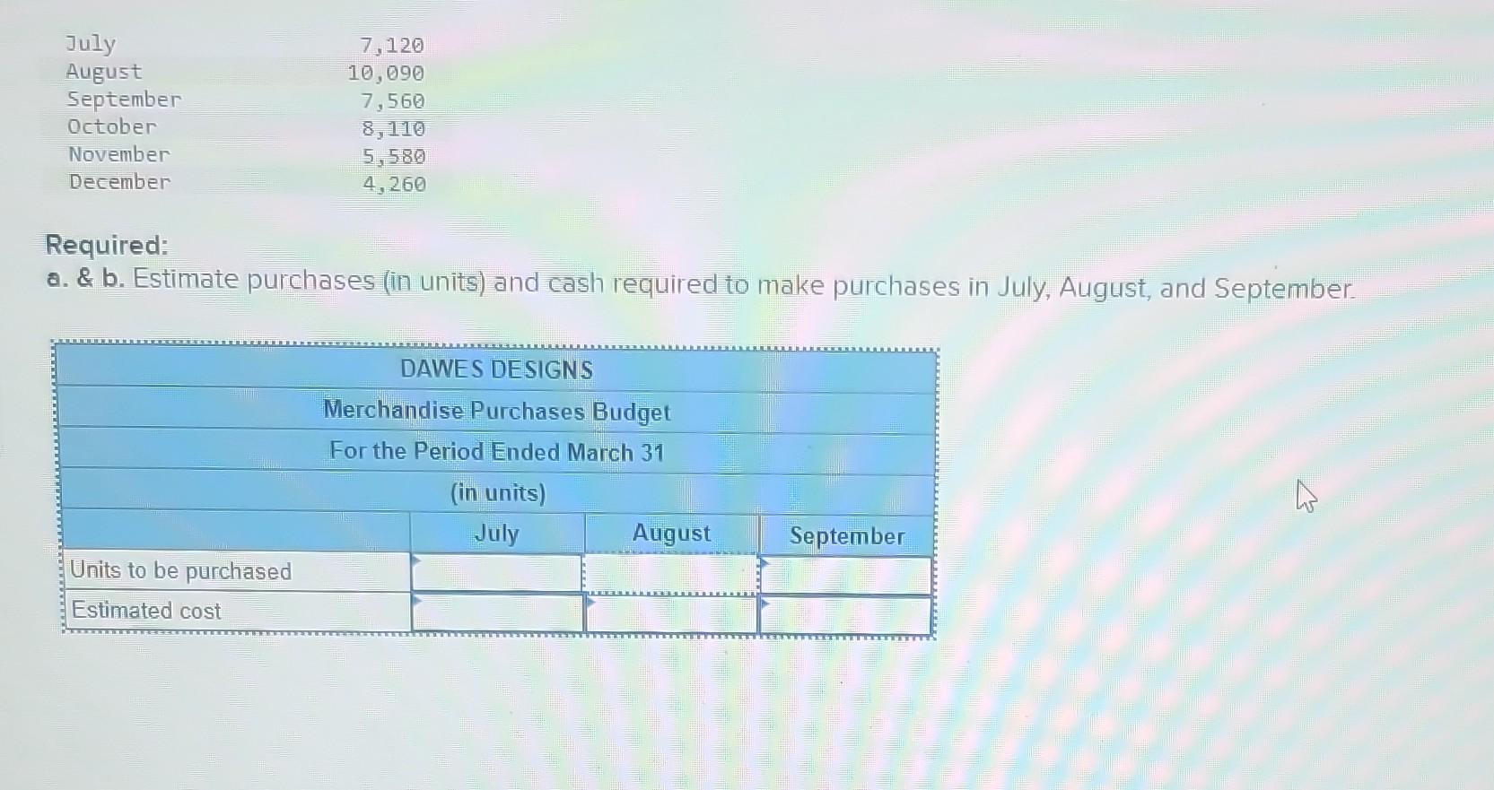 Solved Exercise 13-35 (Algo) Estimate Purchases and Cash | Chegg.com