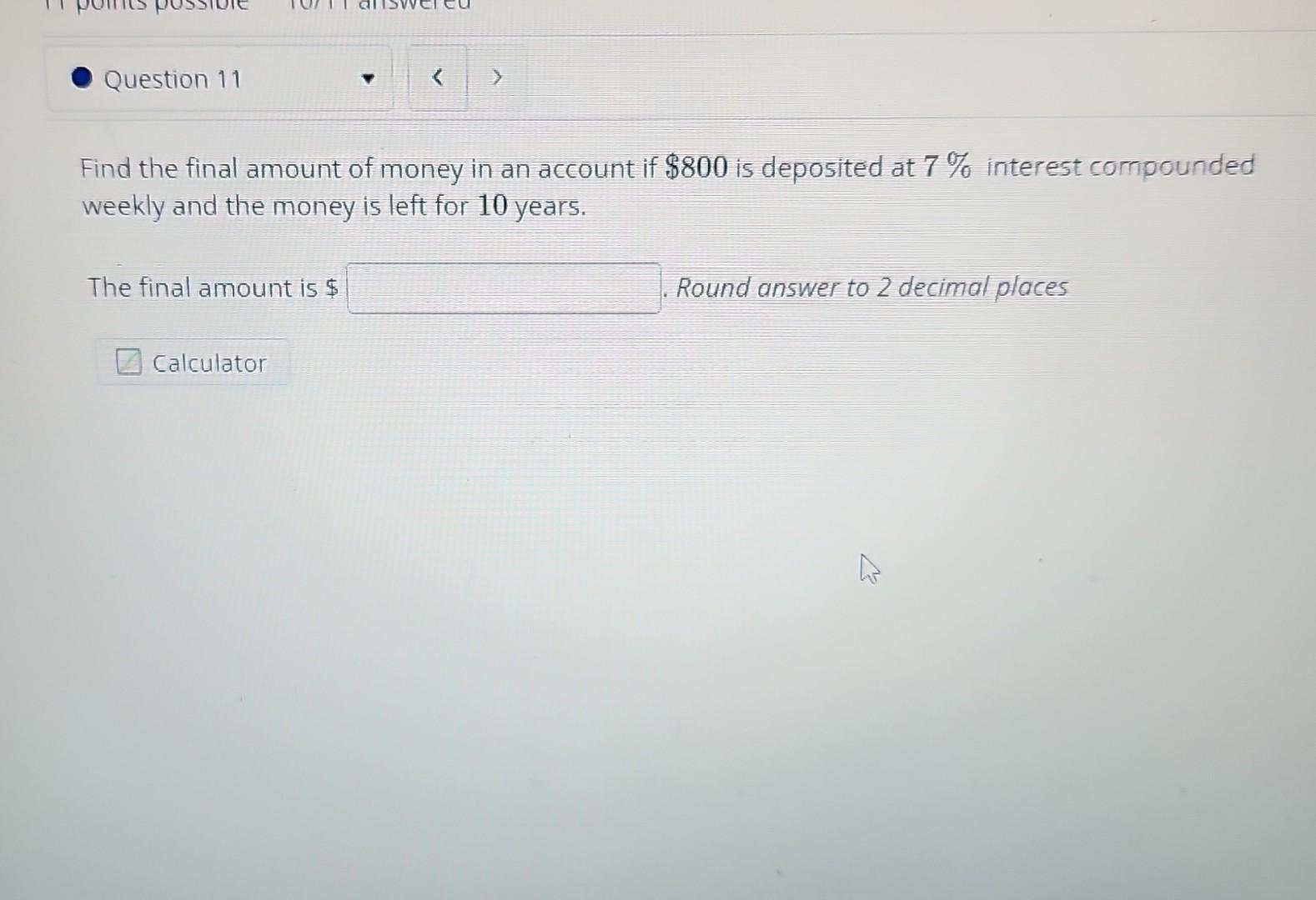 Solved Find the final amount of money in an account if \\( | Chegg.com