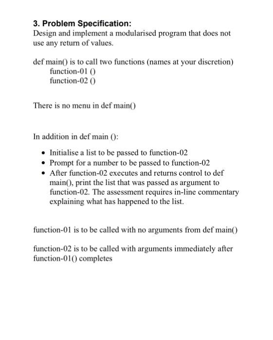 Solved 3. Problem Specification: Design and implement a | Chegg.com