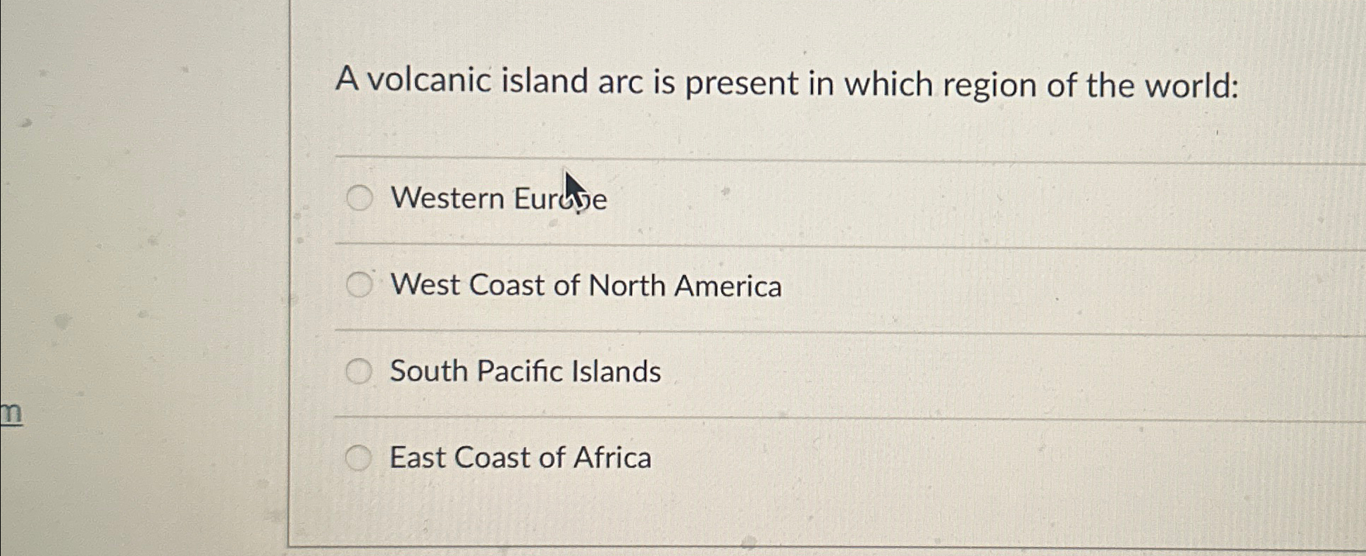 Solved A volcanic island arc is present in which region of | Chegg.com