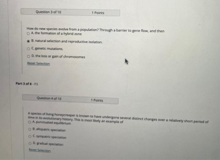 Solved Question 3 of 10 1 Points How do new species evolve | Chegg.com