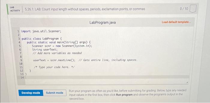 Solved 5 26 Lab Count Input Length Without Spaces Periods