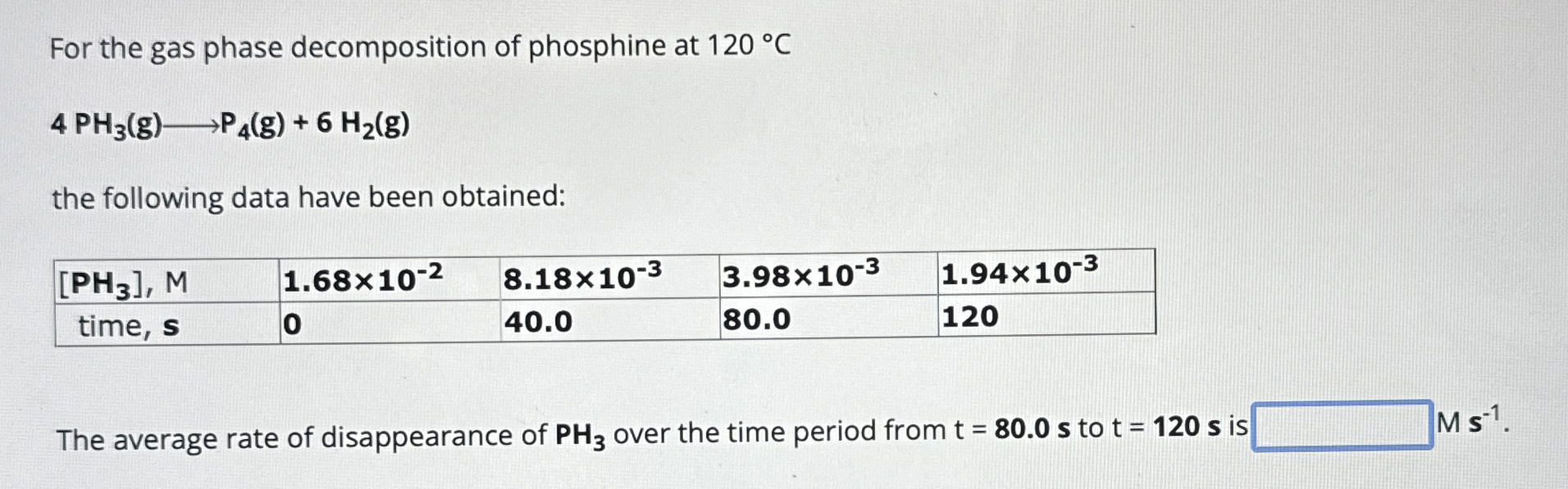 Solved For the gas phase decomposition of phosphine at | Chegg.com