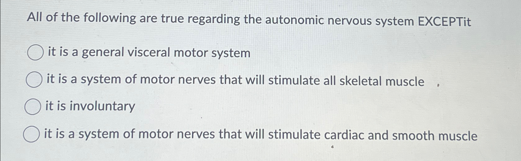 Solved All of the following are true regarding the autonomic | Chegg.com