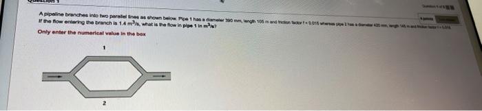 Solved A pipeline branches into two paralelno shown below. | Chegg.com