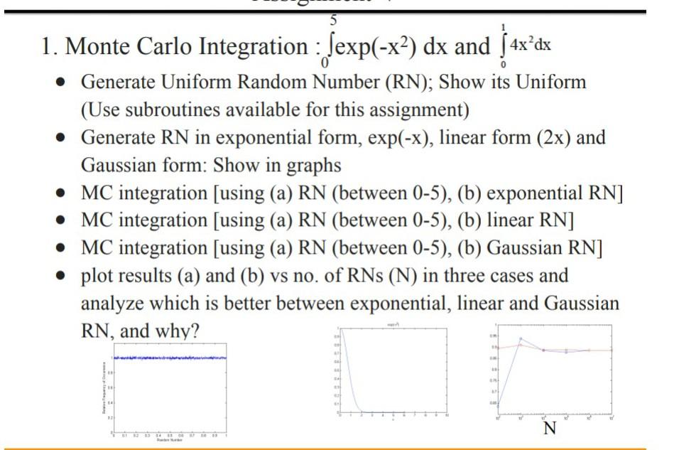 Solved 1. Monte Carlo Integration : ∫01exp(−x2)dx and | Chegg.com