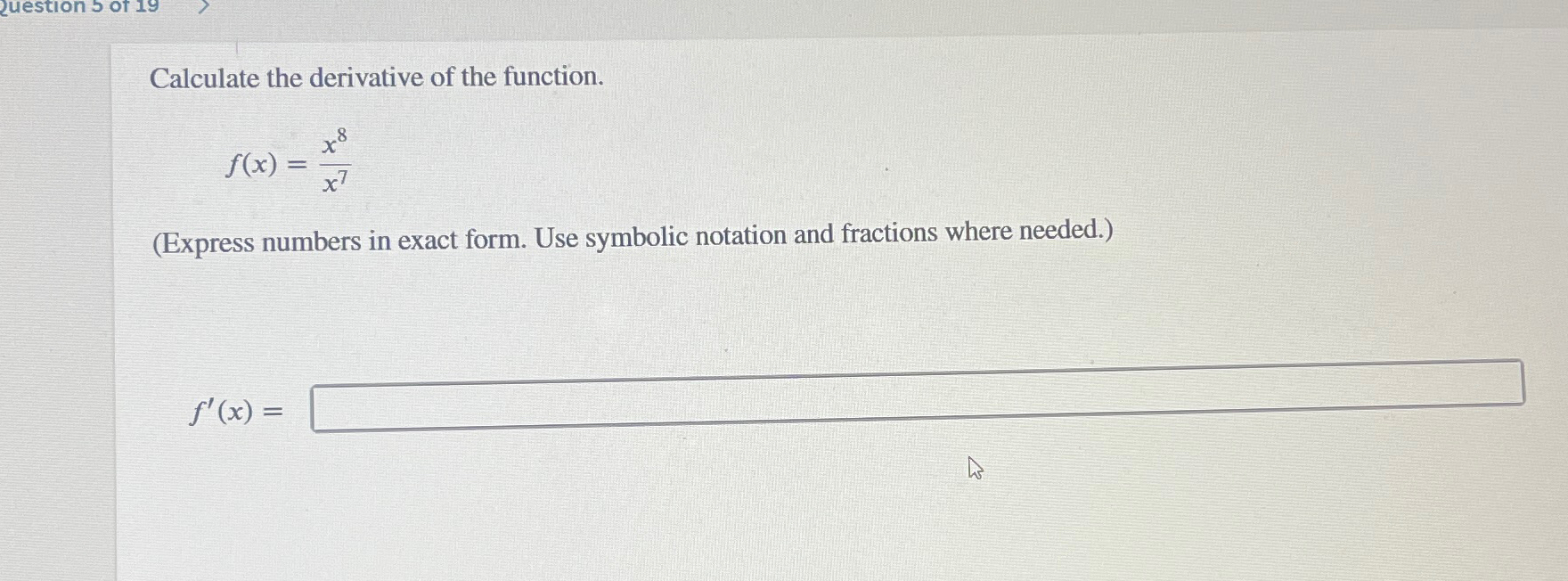 Solved Calculate the derivative of the | Chegg.com