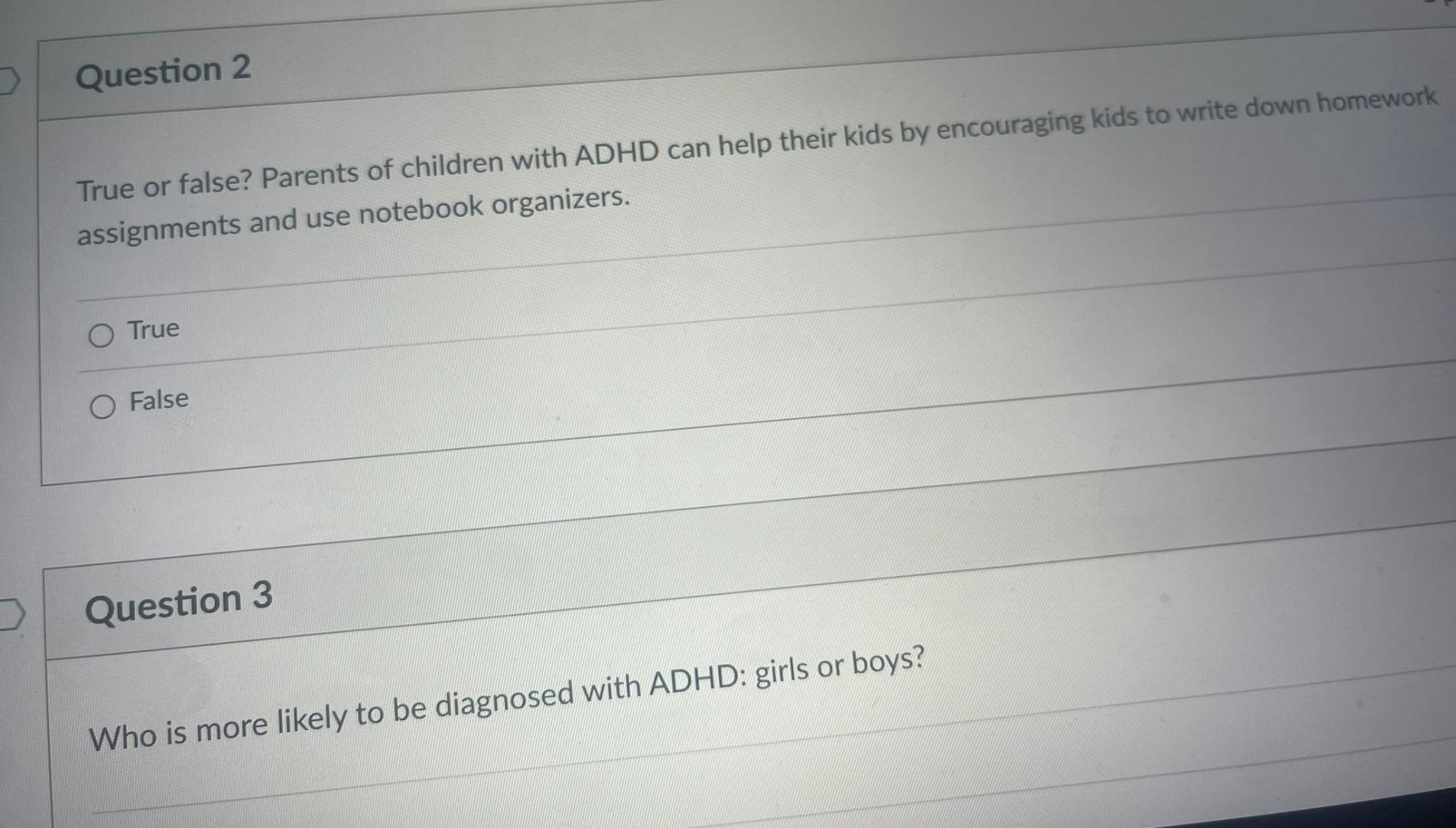 Solved Question 2 True or false? Parents of children with | Chegg.com
