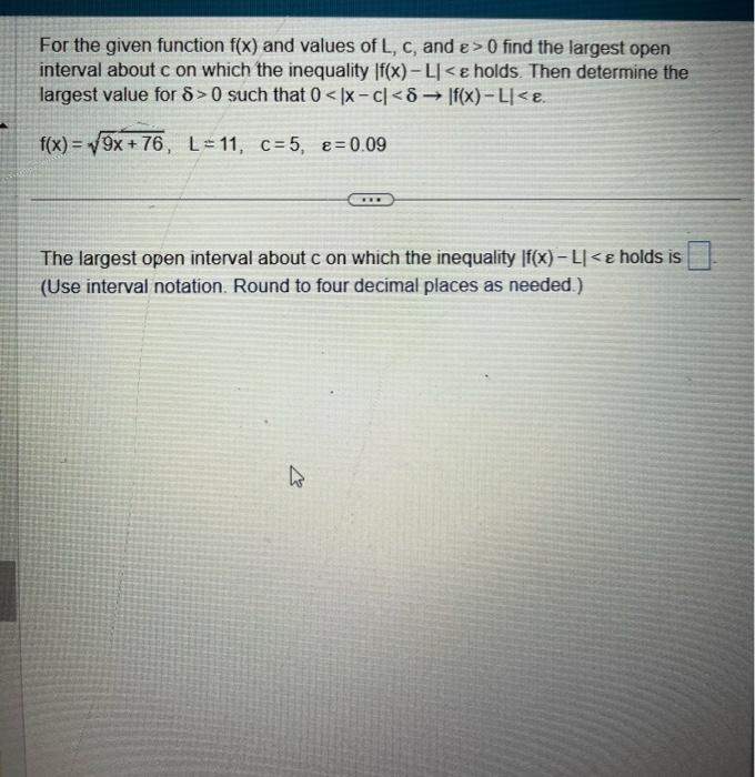 Solved For the given function f(x), the point c, and a | Chegg.com
