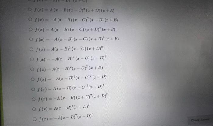 Solved Only one of the functions shown below can possibly | Chegg.com