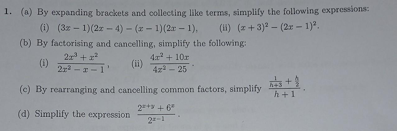 Solved 1. (a) By expanding brackets and collecting like | Chegg.com