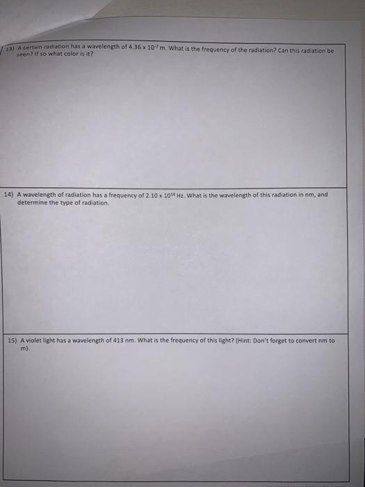 Solved The Electromagnetic Spectrum Homework Short Answer | Chegg.com
