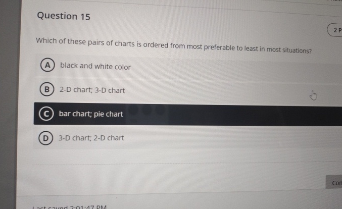Solved Question 15Which of these pairs of charts is ordered | Chegg.com