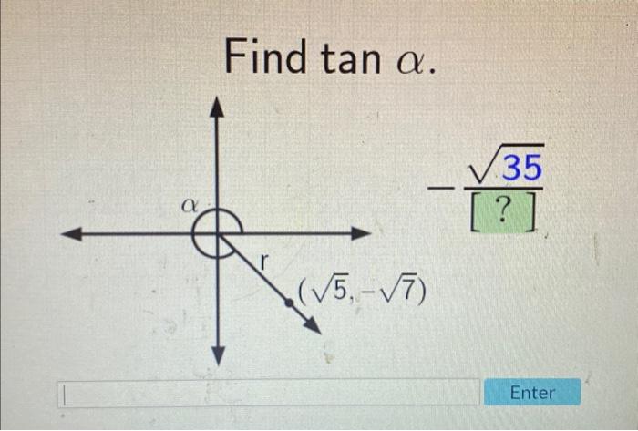 Solved Find tanα −[?]35 | Chegg.com