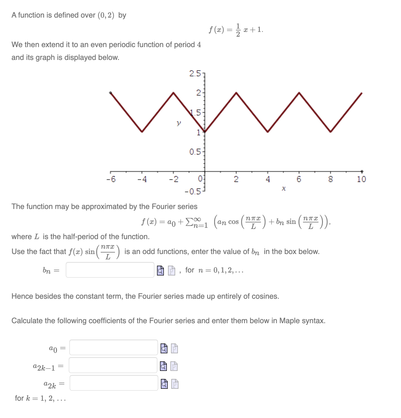 Solved A function is defined over (0,2) ﻿byf(x)=12x+1.We | Chegg.com