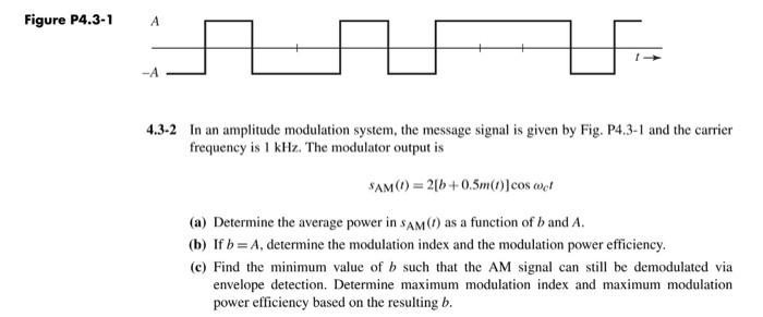 Solved 3-2 In an amplitude modulation system, the message | Chegg.com