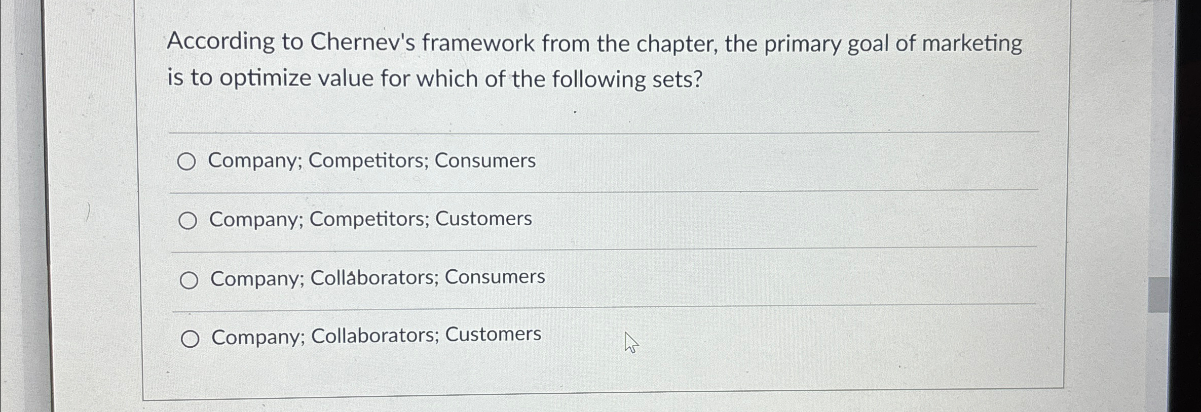 Solved According to Chernev's framework from the chapter, | Chegg.com