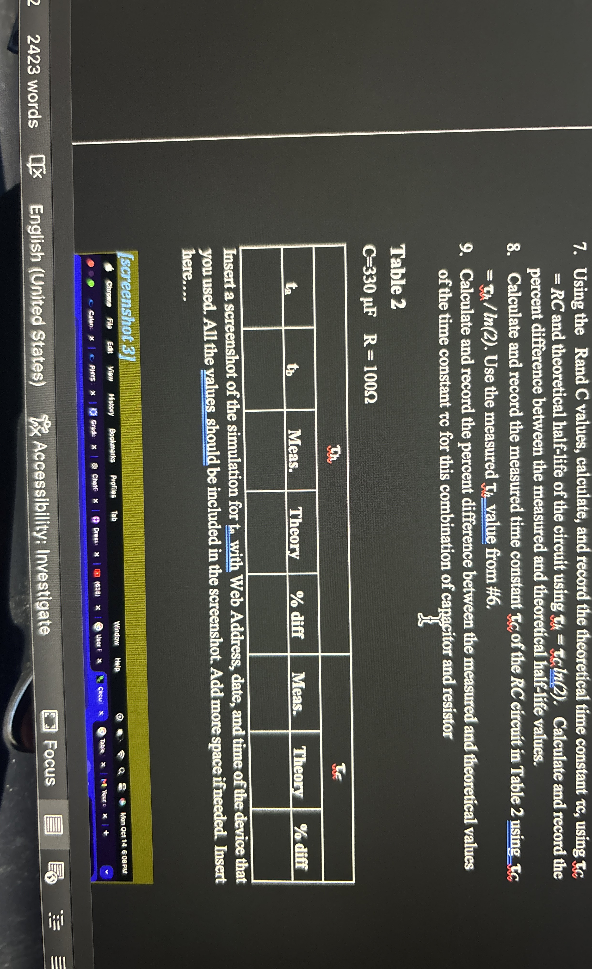 Solved Using the Rand C ﻿values, calculate, and record the | Chegg.com