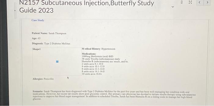 Solved 2157 Subcutaneous Injection,Butterfly Study Guide | Chegg.com