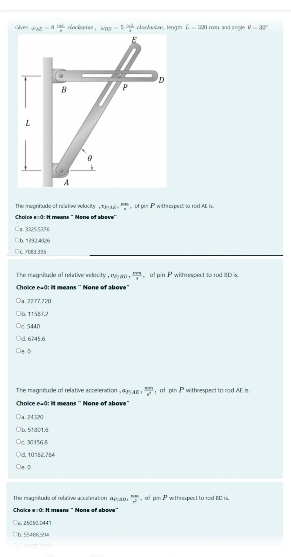 Solved Given WAE =8 rad. 8 B clockwise, wBD rad. clockwise, | Chegg.com