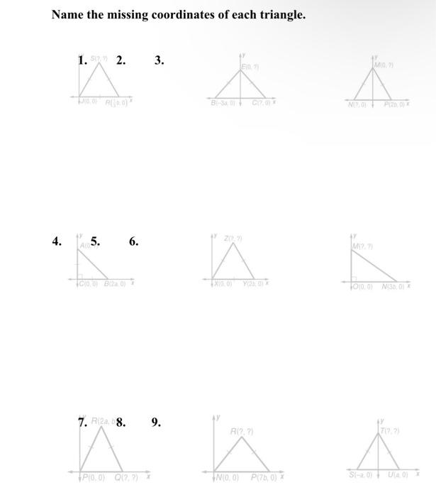 name the missing coordinates of each triangle?with | Chegg.com