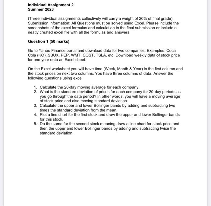 Solved Summer 2023 (Three individual assignments | Chegg.com