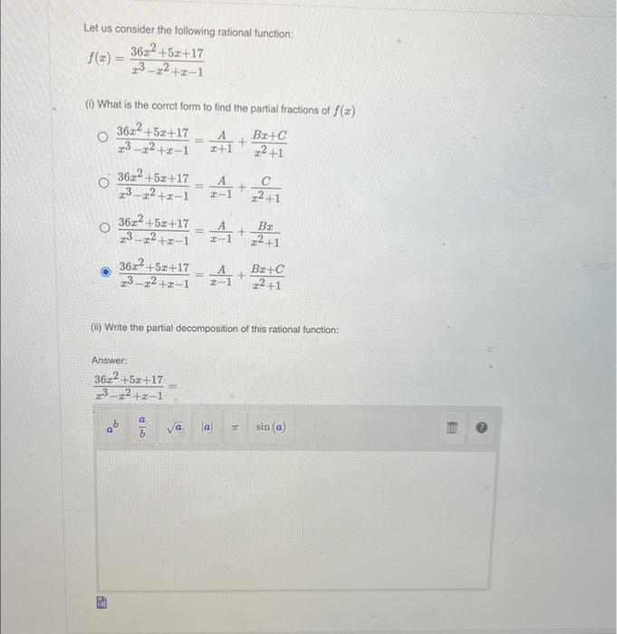 Solved Let us consider the following rational function: | Chegg.com