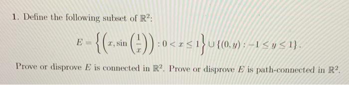 Solved 1. Define the following subset of R2 : | Chegg.com