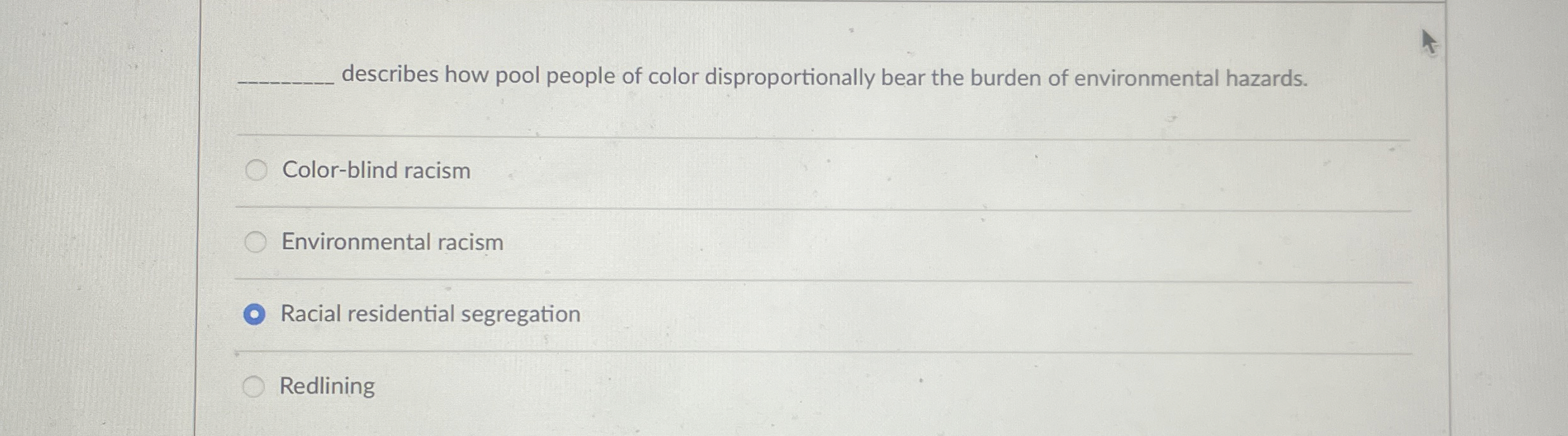 Solved describes how pool people of color disproportionally | Chegg.com