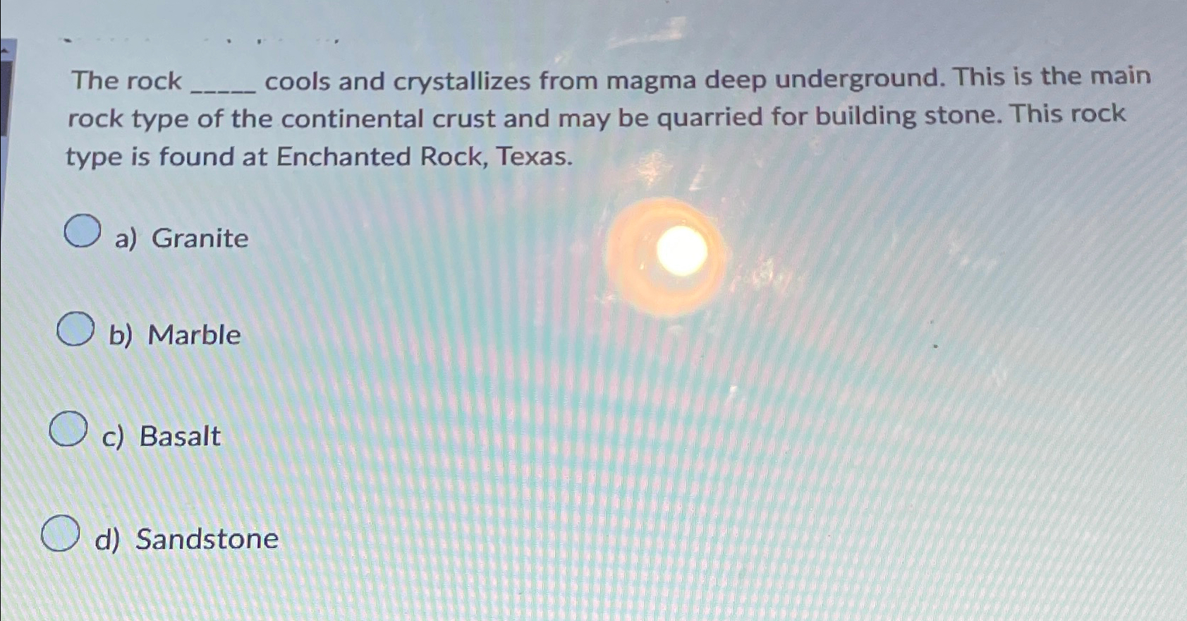 Solved The rock ﻿cools and crystallizes from magma deep | Chegg.com