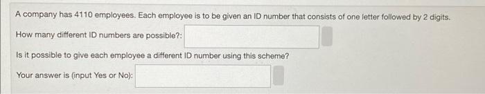 Solved A company has 4110 employees. Each employee is to be | Chegg.com