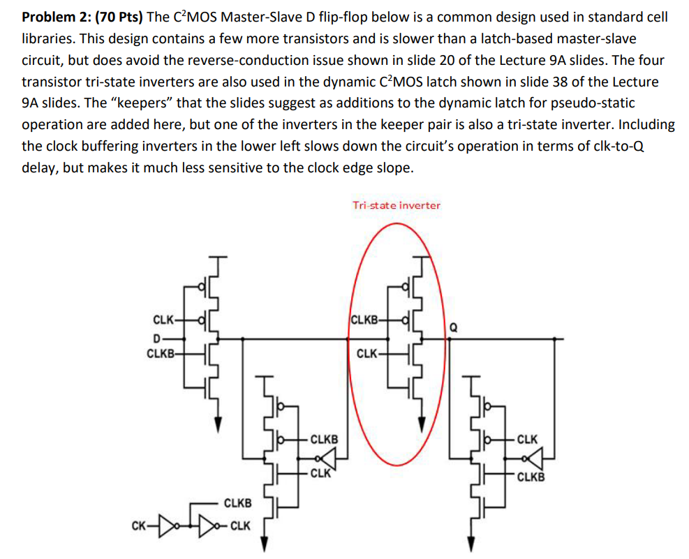Solved Problem 2: ( 70 ﻿Pts) ﻿The C^2 ﻿MOS Master-Slave D | Chegg.com