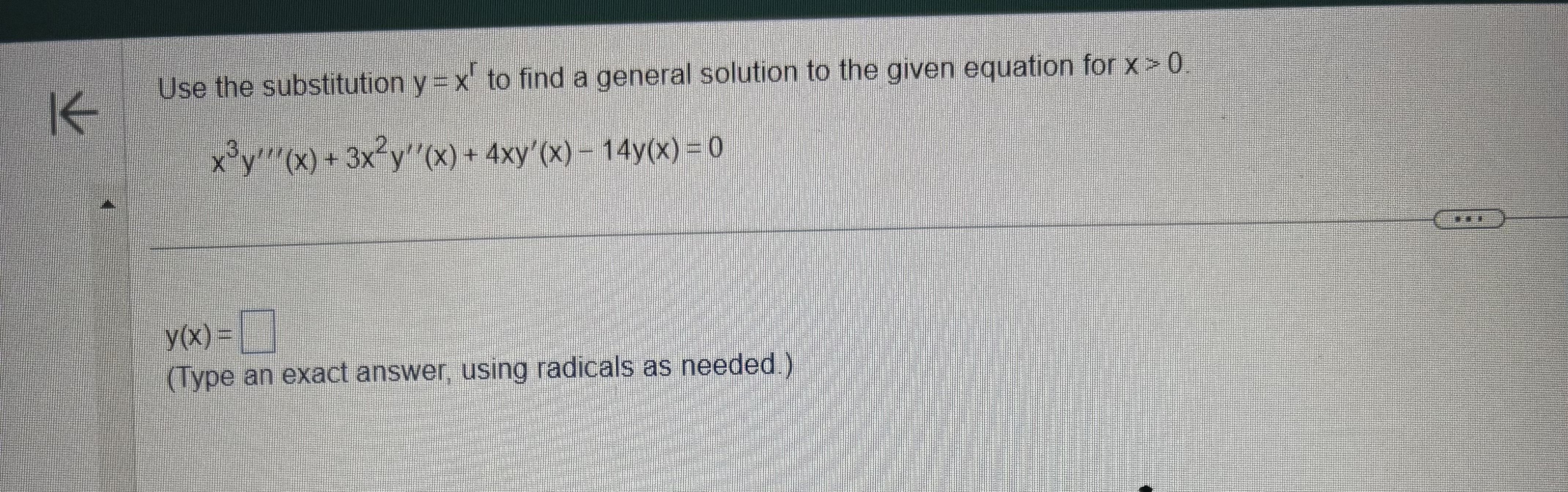 Use the substitution y=xr ﻿to find a general solution | Chegg.com