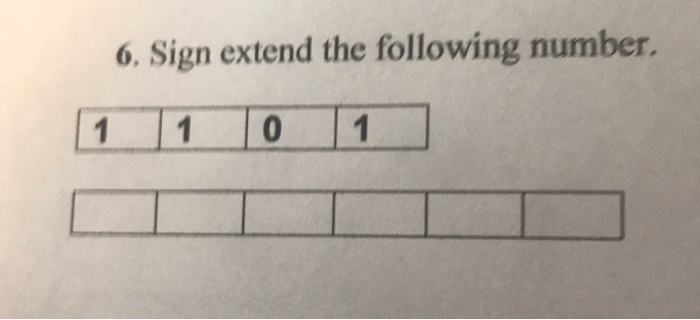 Solved 6. Sign extend the following number. 5. Sign extend | Chegg.com