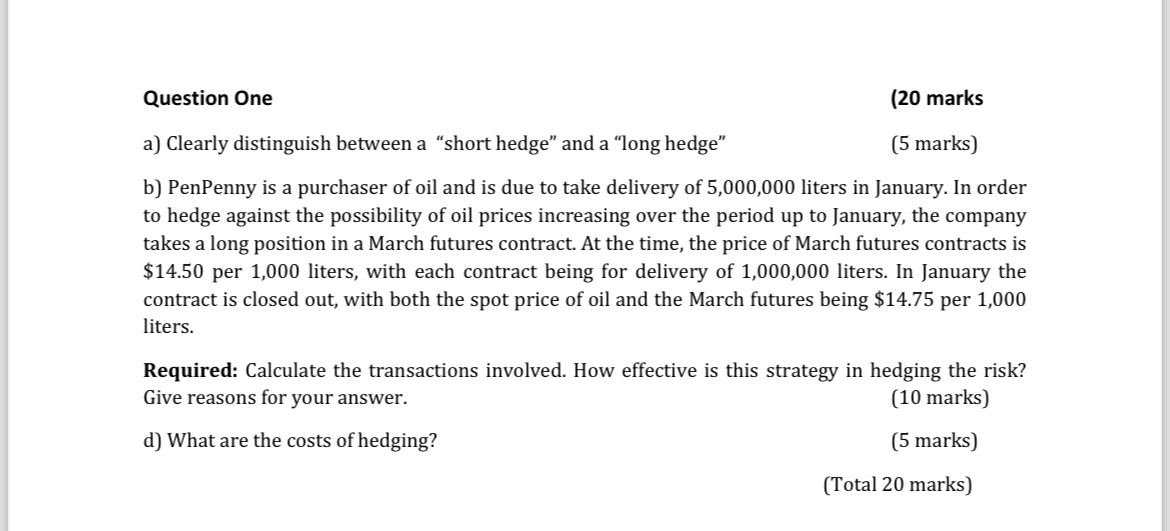 Solved Question One(20 ﻿marksa) ﻿Clearly distinguish between | Chegg.com
