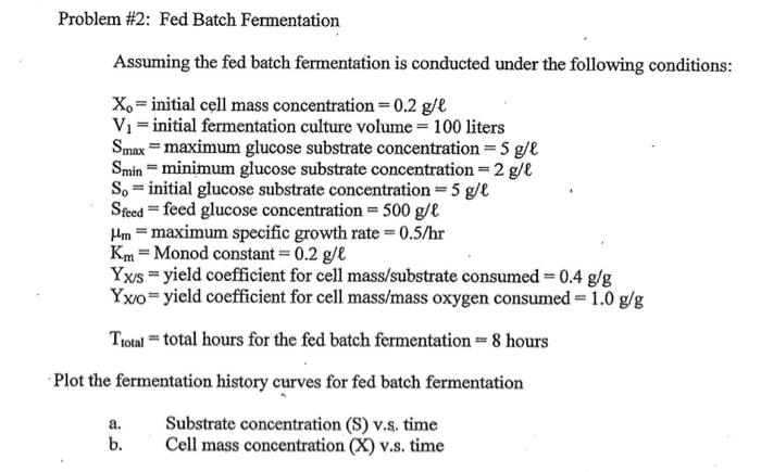 Solved Problem \#1: Batch Fermentation Assuming the batch | Chegg.com