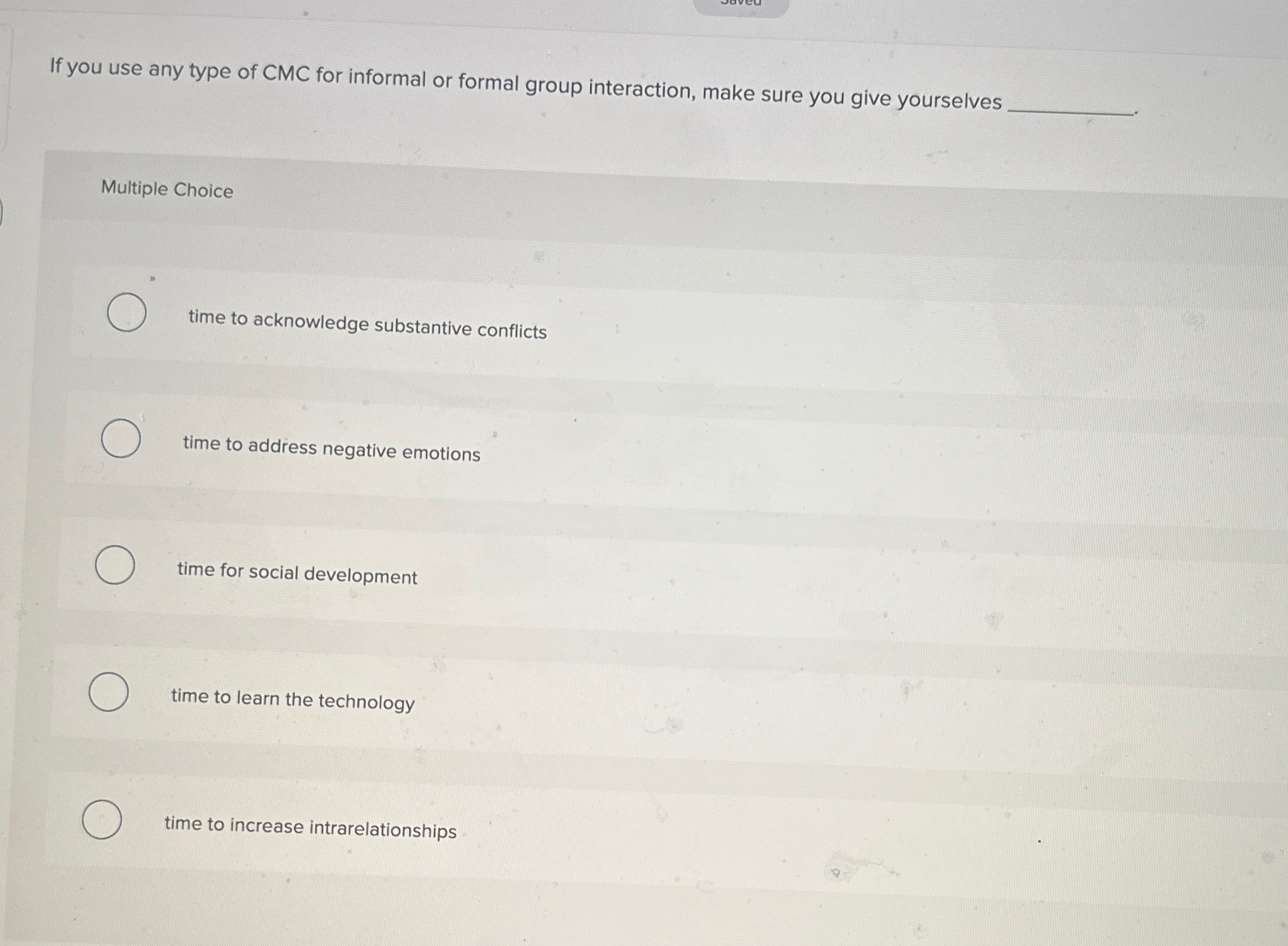 Solved If you use any type of CMC ﻿for informal or formal | Chegg.com