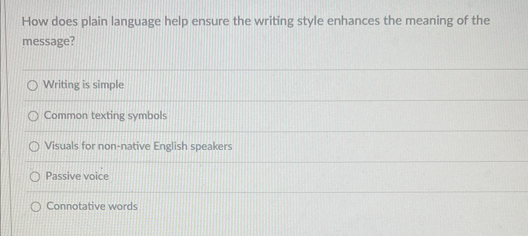 Solved How does plain language help ensure the writing style | Chegg.com