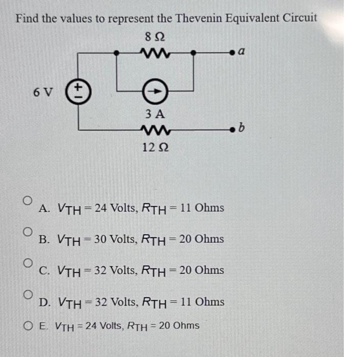 Solved Find the values to represent the Thevenin Equivalent | Chegg.com