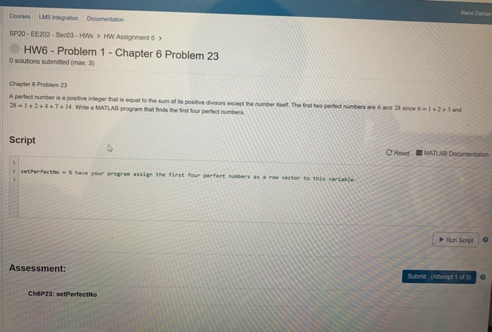 Solved Rene Daria Courses LMS Integration Documentation SP20 | Chegg.com