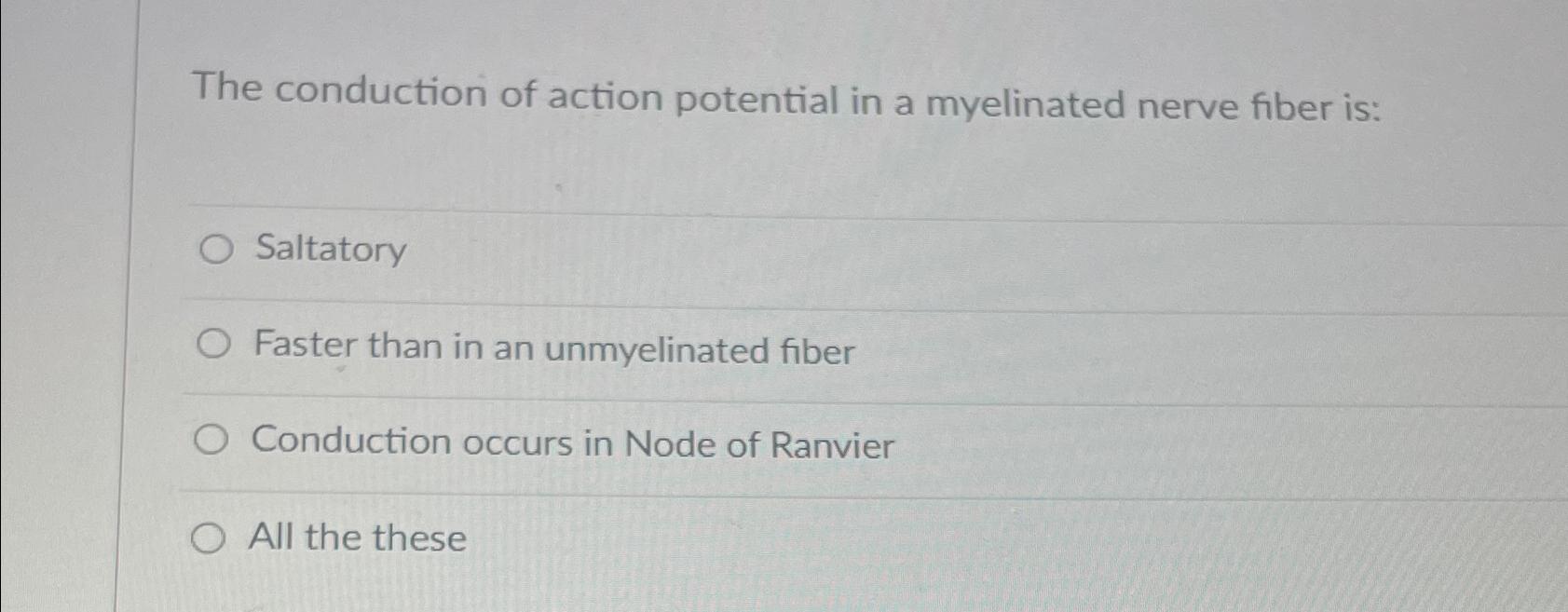 Solved The conduction of action potential in a myelinated | Chegg.com