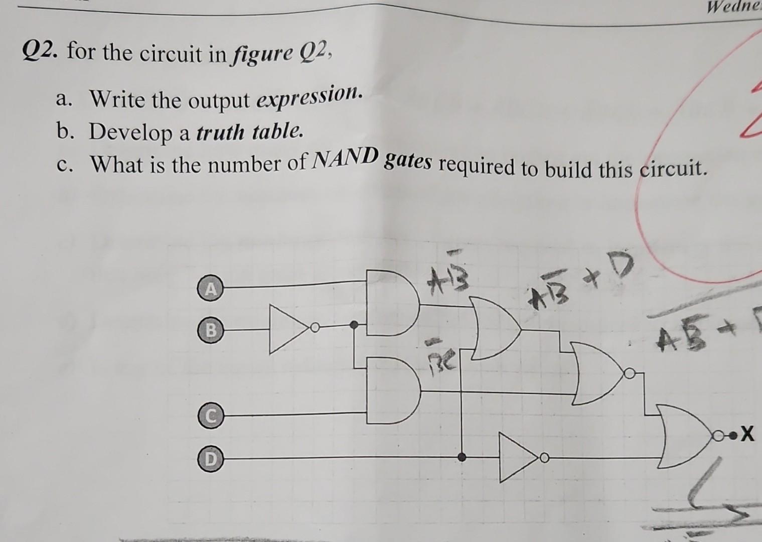 Q2. for the circuit in figure Q2, a. Write the output | Chegg.com