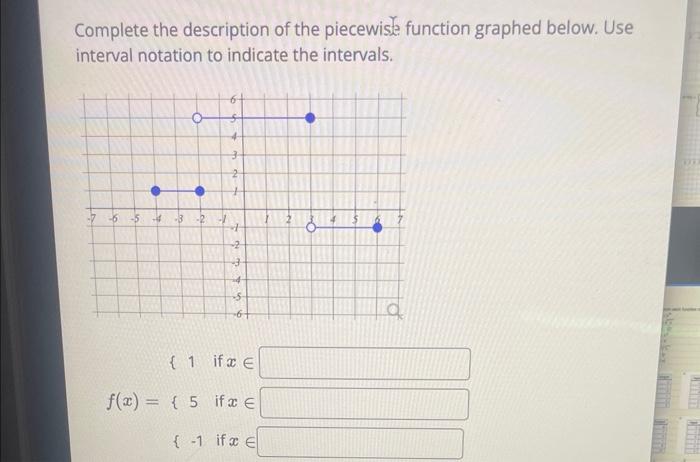 Solved Complete the description of the piecewise function | Chegg.com