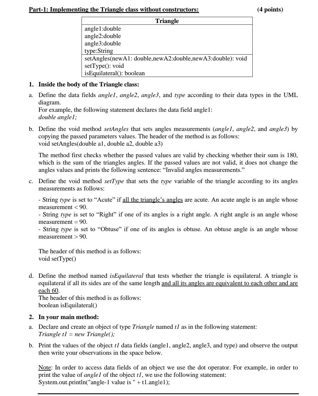 Solved Part-1: Implementing the Triangle class without | Chegg.com