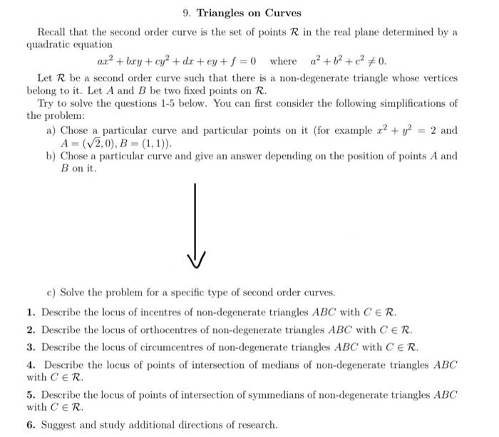 Solved 9. Triangles on Curves Recall that the second order | Chegg.com