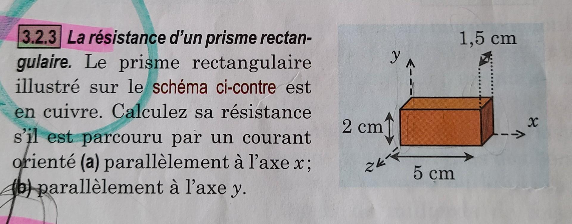 Solved 3.2.3 ﻿La résistance d'un prisme rectangulaire. Le | Chegg.com