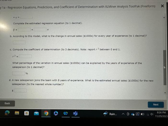 Solved I - Regression Equations, Predictions, and | Chegg.com